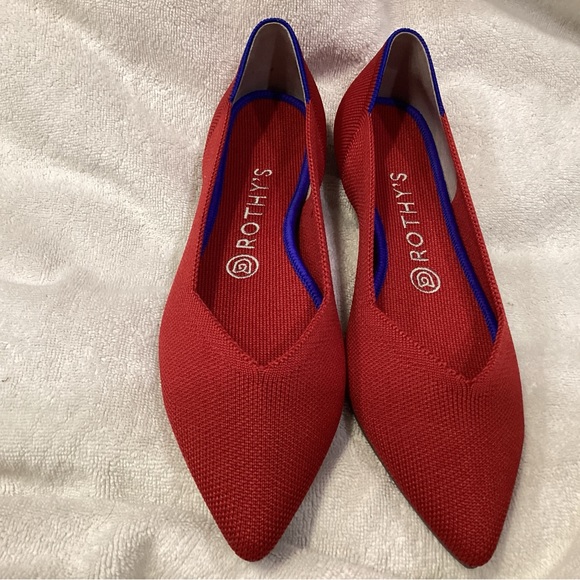 Rothy's | Shoes | Rothys The Point Bright Red Knit Fabric Slip On ...